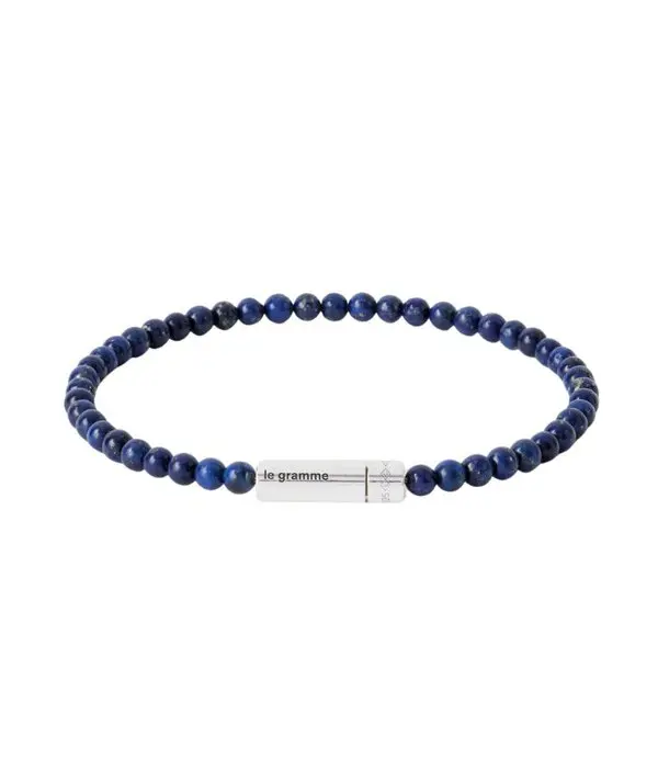 Le Gramme 11g Sterling Silver And Lapis Lazuli Beaded Bracelet - Blue