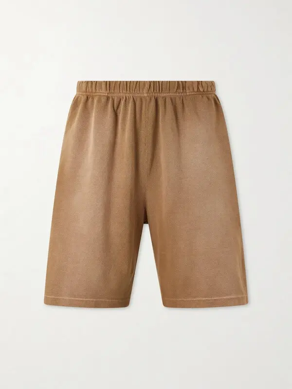 LES TIEN Straight-leg Cotton-piqué Drawstring Rider Shorts