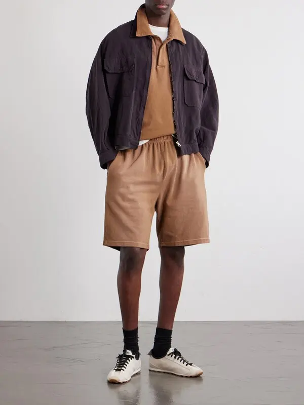 LES TIEN Straight-leg Cotton-piqué Drawstring Rider Shorts
