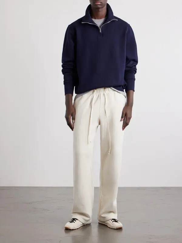 LES TIEN Yacht Heavyweight Cotton-jersey Half-zip Sweatshirt - Blue