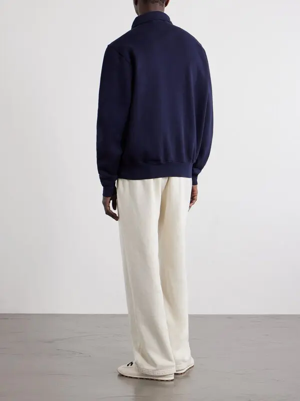 LES TIEN Yacht Heavyweight Cotton-jersey Half-zip Sweatshirt - Blue