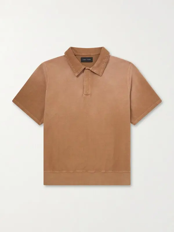 LES TIEN Banded Cotton-piqué Tennis-polo
