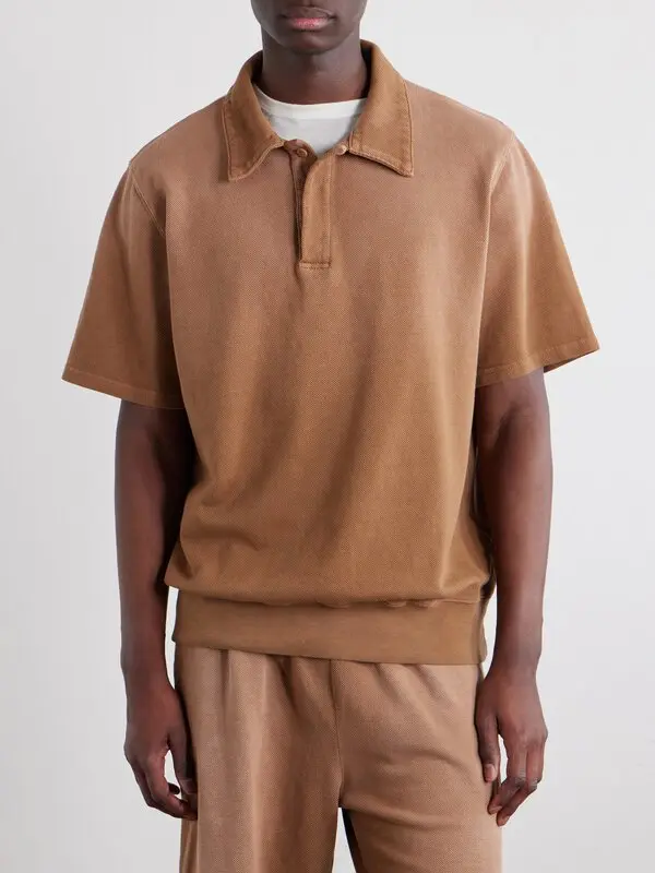 LES TIEN Banded Cotton-piqué Tennis-polo