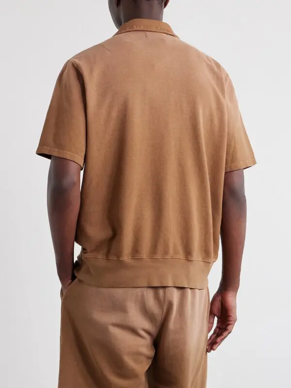 LES TIEN Banded Cotton-piqué Tennis-polo