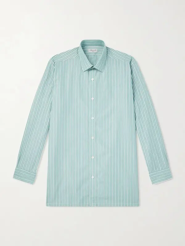 Charvet Striped Cotton-poplin Shirt - Green