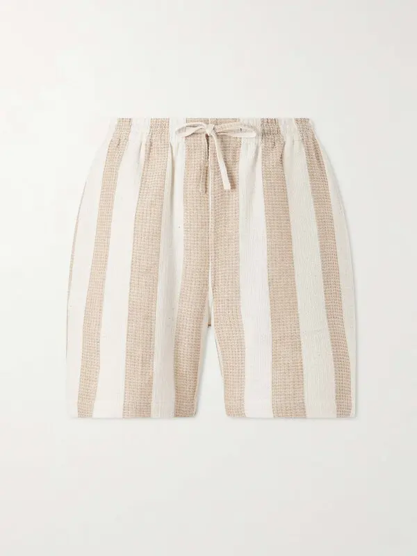 KARDO Olbia Straight-leg Striped Cotton Drawstring Shorts