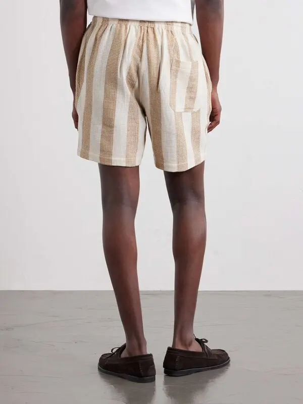KARDO Olbia Straight-leg Striped Cotton Drawstring Shorts