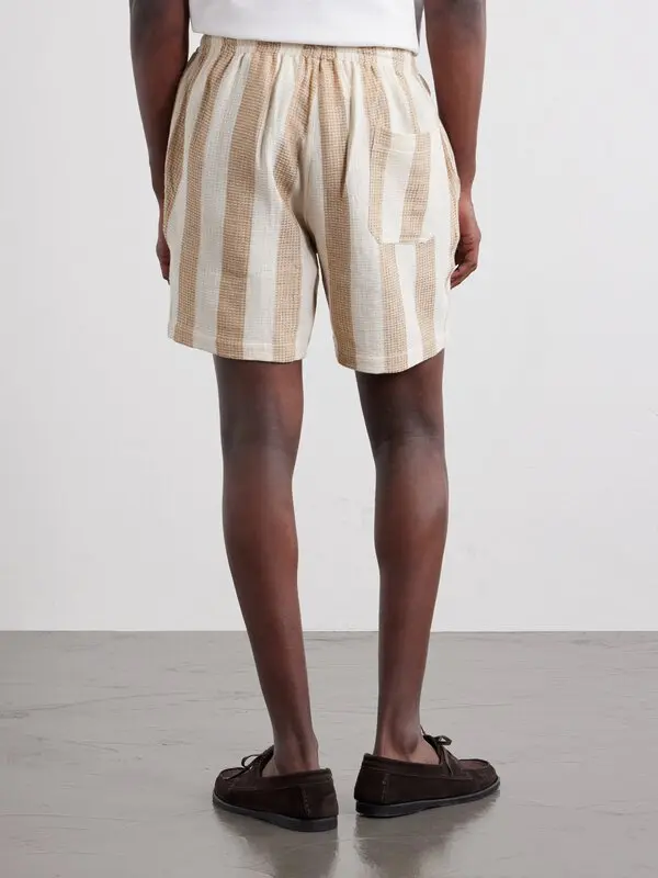 KARDO Olbia Straight-leg Striped Cotton Drawstring Shorts