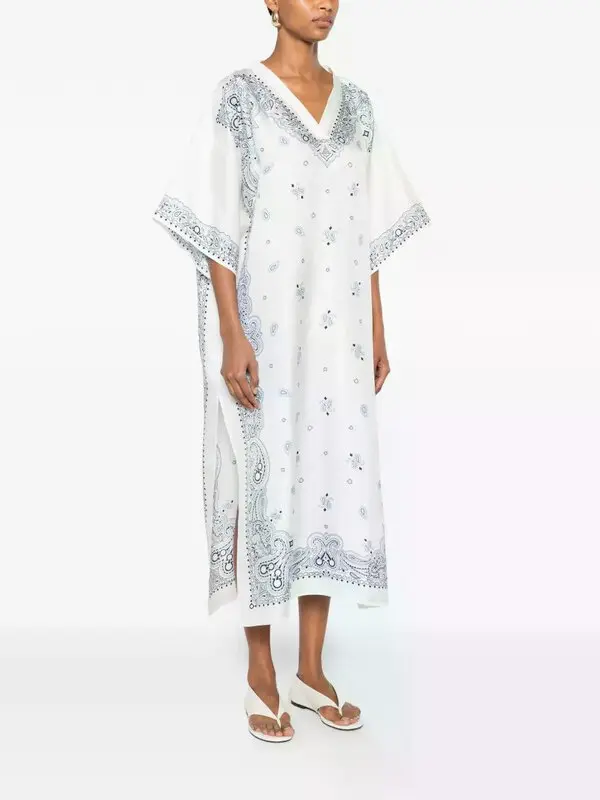 FERRAGAMO Paisley Print V-neck Midi Dress