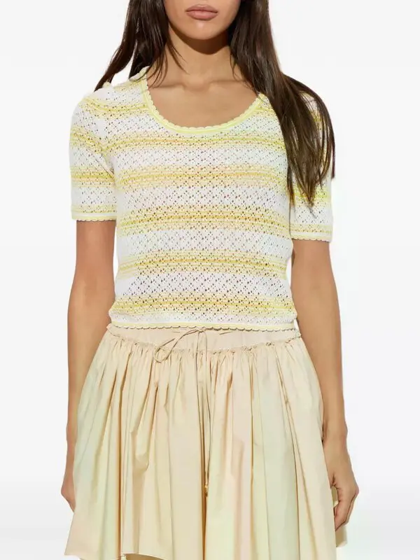 Loewe Striped Pointelle-knit T-shirt
