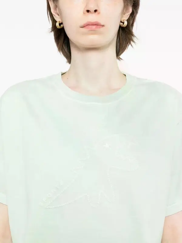 AGNES B. Dinosaur Embroidered T-shirt - Green