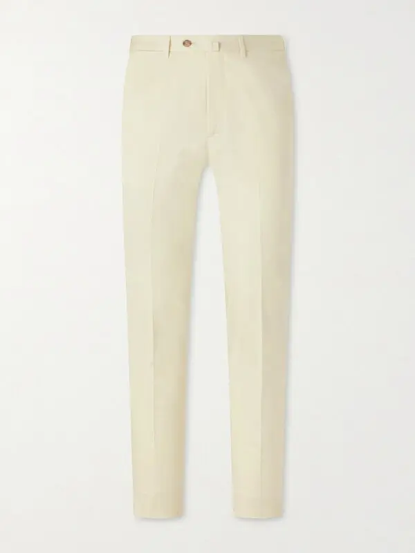 DE PETRILLO Tapered Cotton-twill Suit Trousers