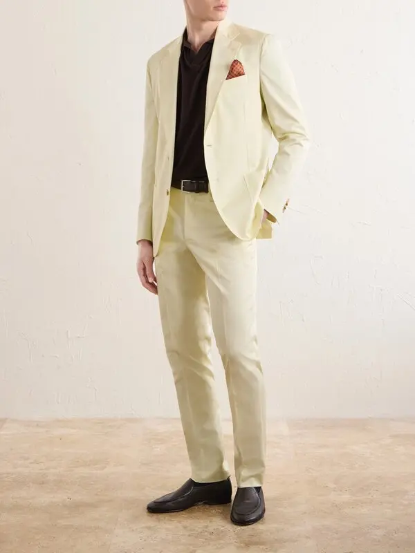 DE PETRILLO Tapered Cotton-twill Suit Trousers