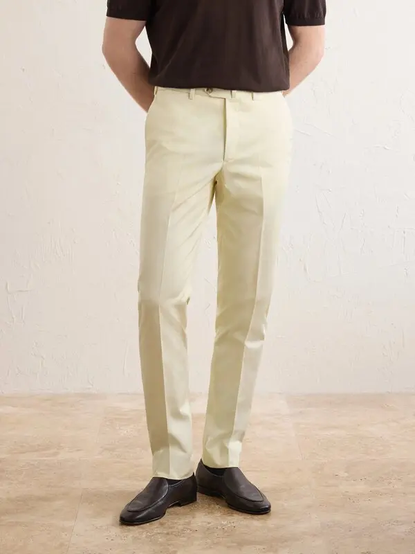 DE PETRILLO Tapered Cotton-twill Suit Trousers