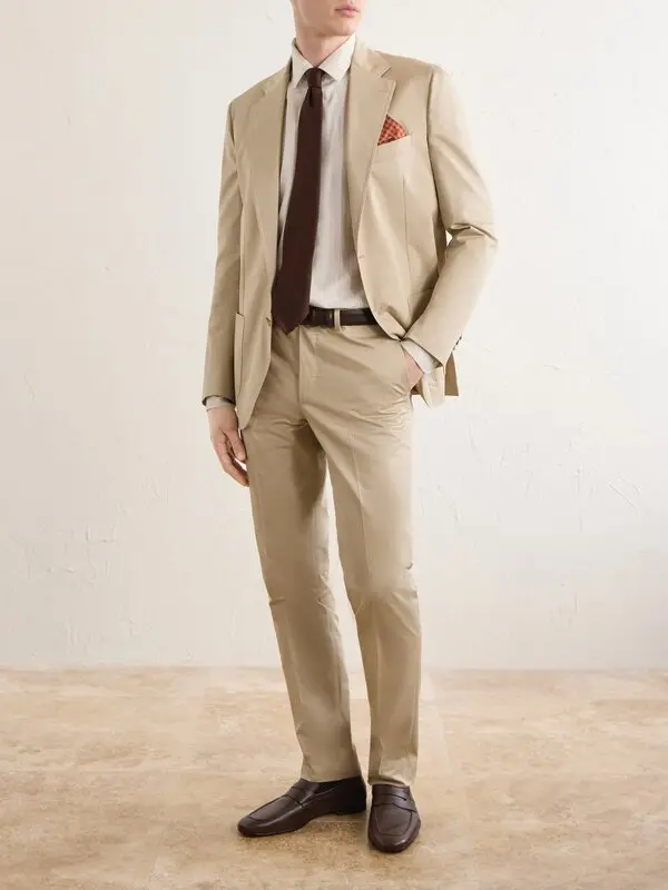 DE PETRILLO Tapered Cotton-twill Suit Trousers