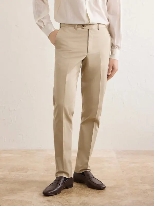 DE PETRILLO Tapered Cotton-twill Suit Trousers