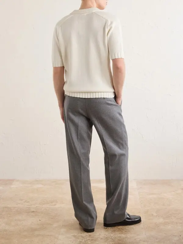 DE PETRILLO Knitted Cotton Polo Shirt - Neutrals