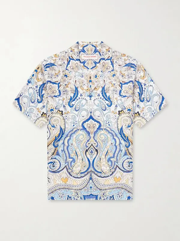 Orlebar Brown Maitan Camp-collar Printed Silk-satin Shirt