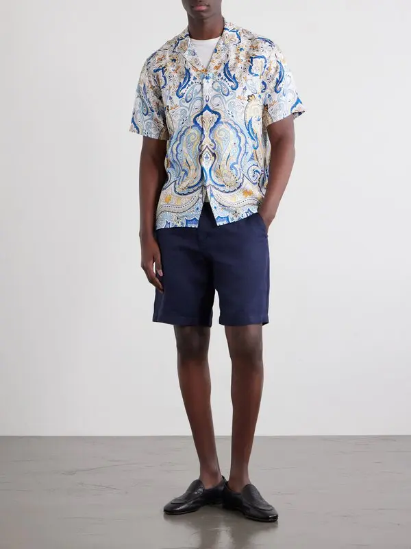 Orlebar Brown Maitan Camp-collar Printed Silk-satin Shirt