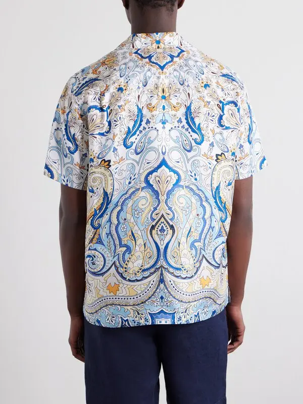 Orlebar Brown Maitan Camp-collar Printed Silk-satin Shirt