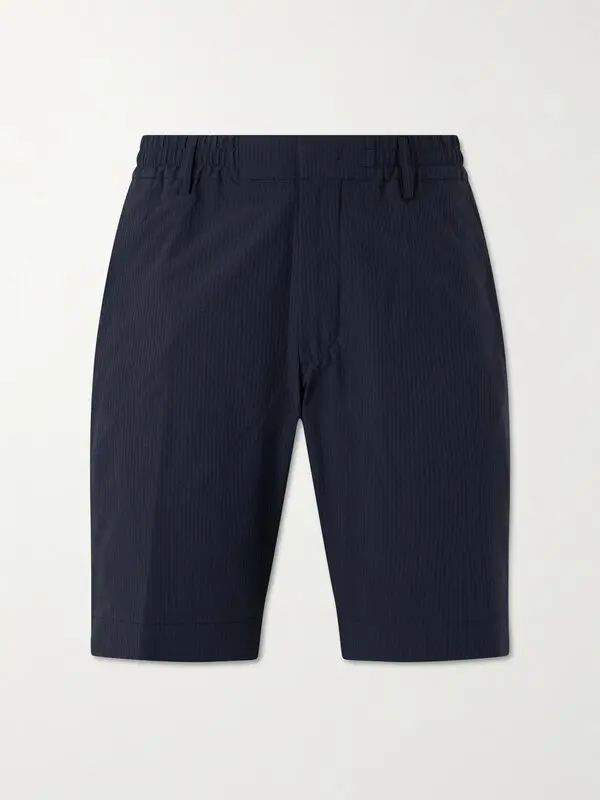 Nn07 Billie Straight-leg Striped Seersucker Shorts - Blue