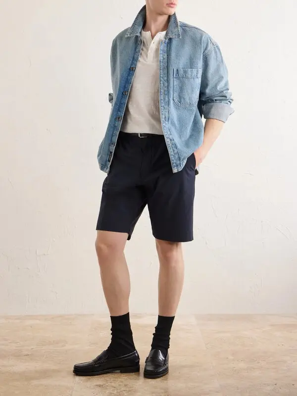 Nn07 Billie Straight-leg Striped Seersucker Shorts - Blue