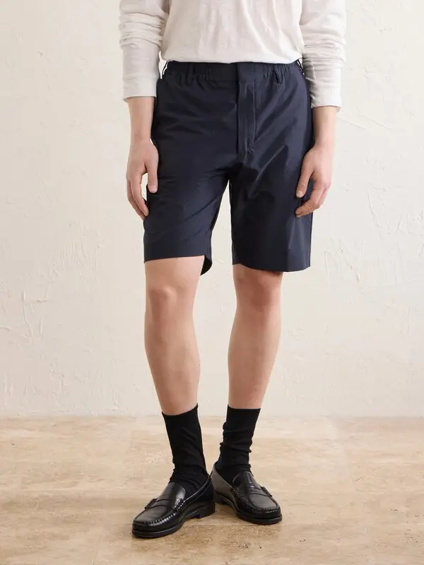 Nn07 Billie Straight-leg Striped Seersucker Shorts - Blue