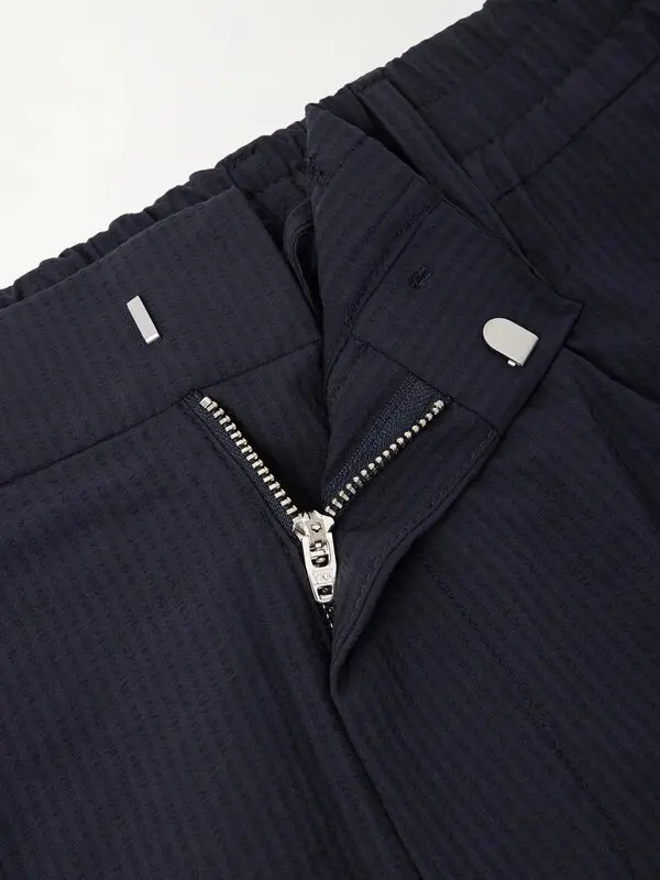 Nn07 Billie Straight-leg Striped Seersucker Shorts - Blue