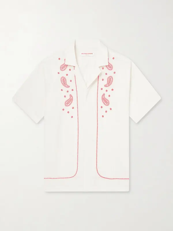Orlebar Brown Maitan Camp-collar Embroidered Cotton Shirt