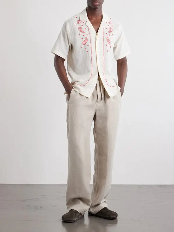 Orlebar Brown Maitan Camp-collar Embroidered Cotton Shirt
