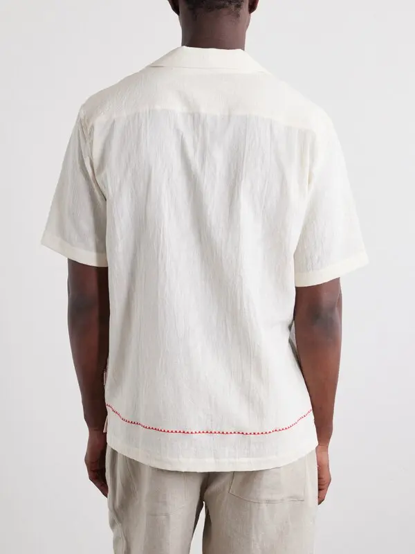 Orlebar Brown Maitan Camp-collar Embroidered Cotton Shirt