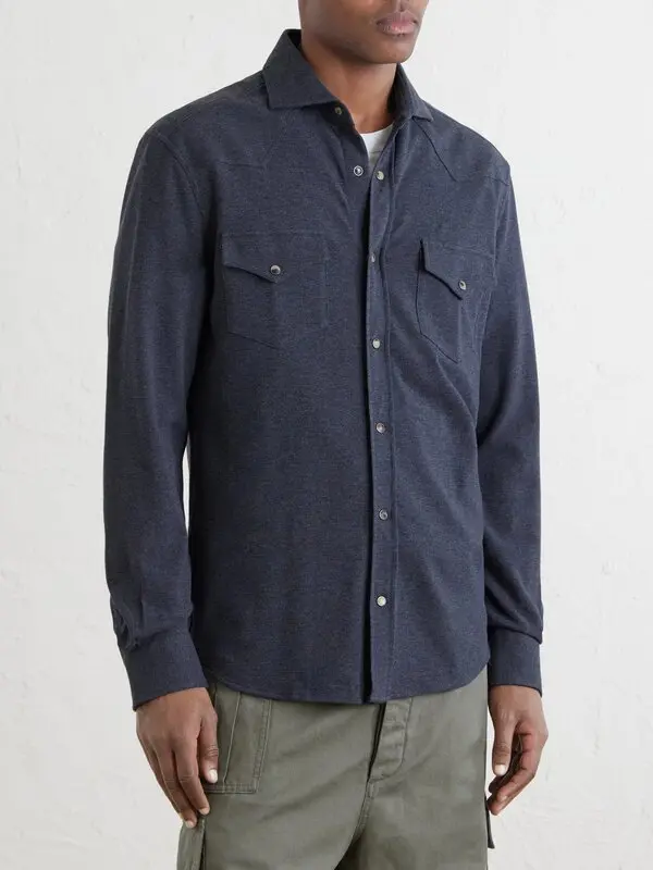 Brunello Cucinelli Honeycomb-knit Cotton Shirt
