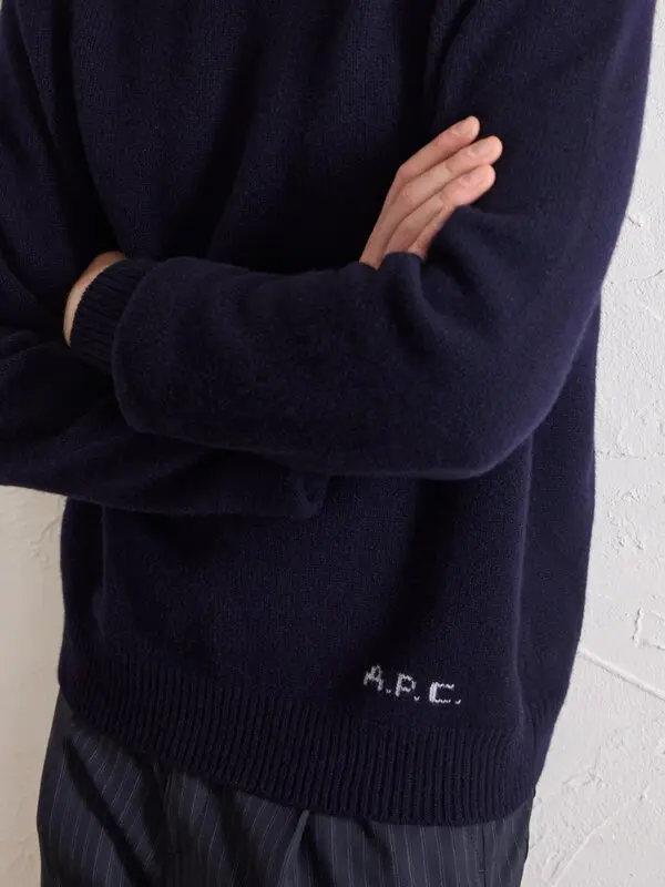 A.p.c. Wool Intarsia Logo Sweater - Blue