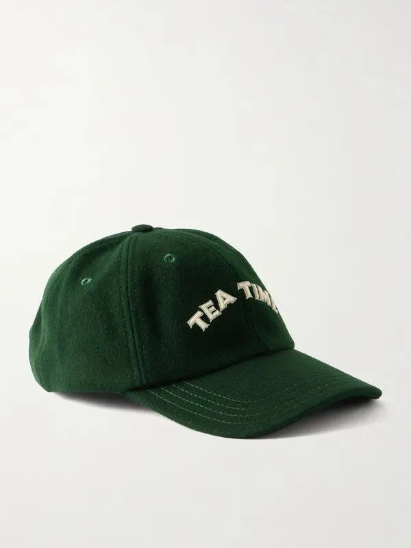 DRAKE'S Embroidered Wool Baseball Cap - Green