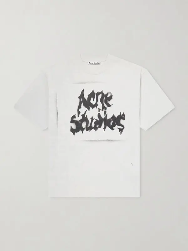 Acne Studios Logo-print Distressed Cotton-blend Jersey T-shirt - White