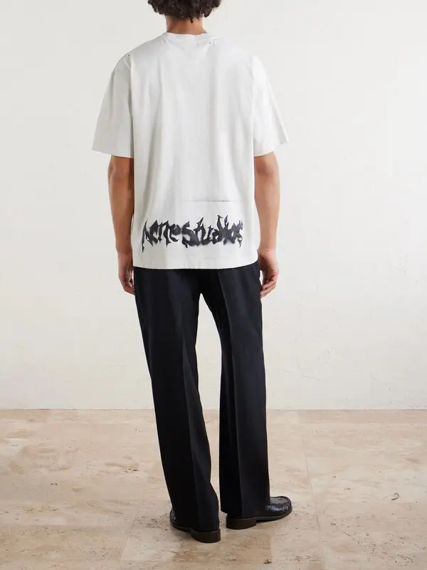 Acne Studios Logo-print Distressed Cotton-blend Jersey T-shirt