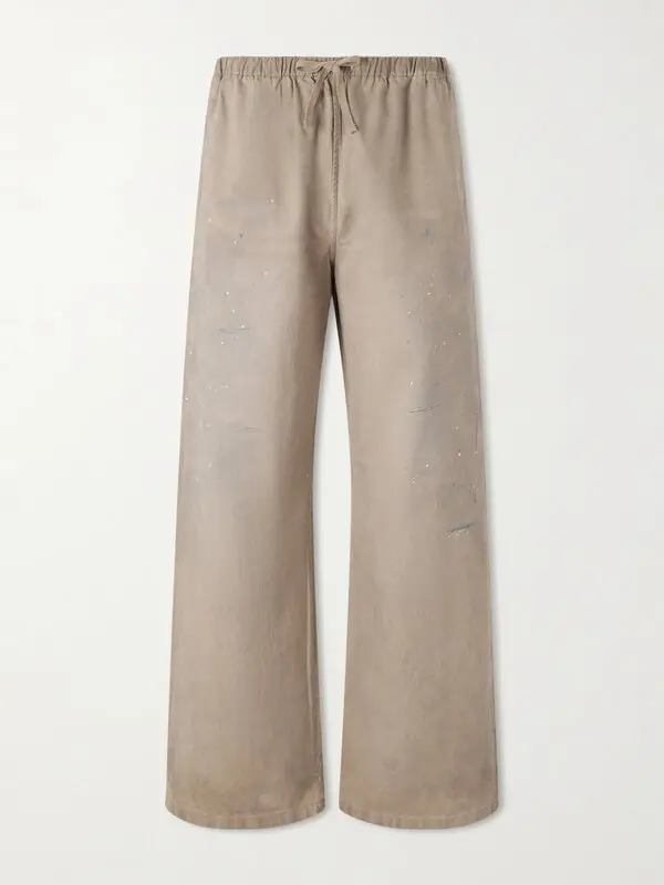 Acne Studios Wide-leg Paint-splattered Cotton-twill Trousers