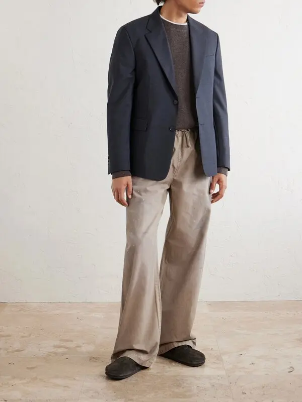 Acne Studios Wide-leg Paint-splattered Cotton-twill Trousers