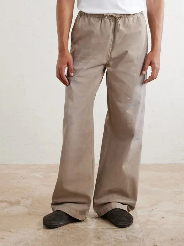 Acne Studios Wide-leg Paint-splattered Cotton-twill Trousers
