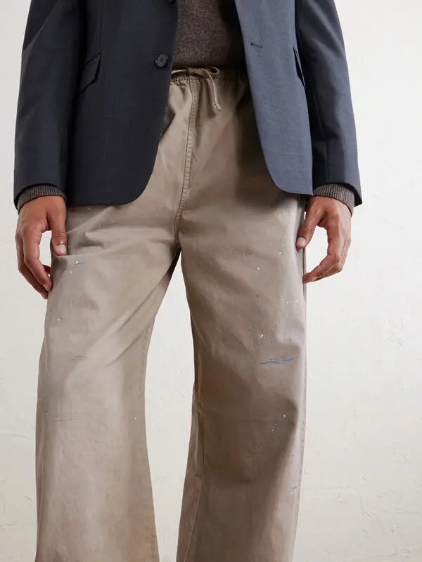 Acne Studios Wide-leg Paint-splattered Cotton-twill Trousers