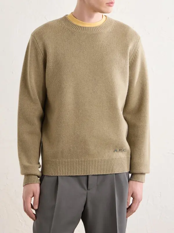 A.p.c. Edmond Logo-intarsia Wool Sweater - Neutrals