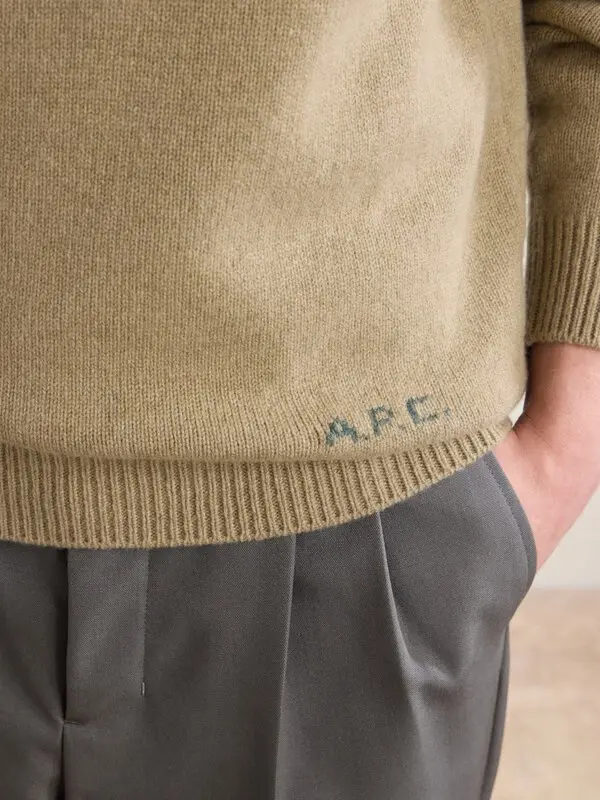A.p.c. Edmond Logo-intarsia Wool Sweater - Neutrals