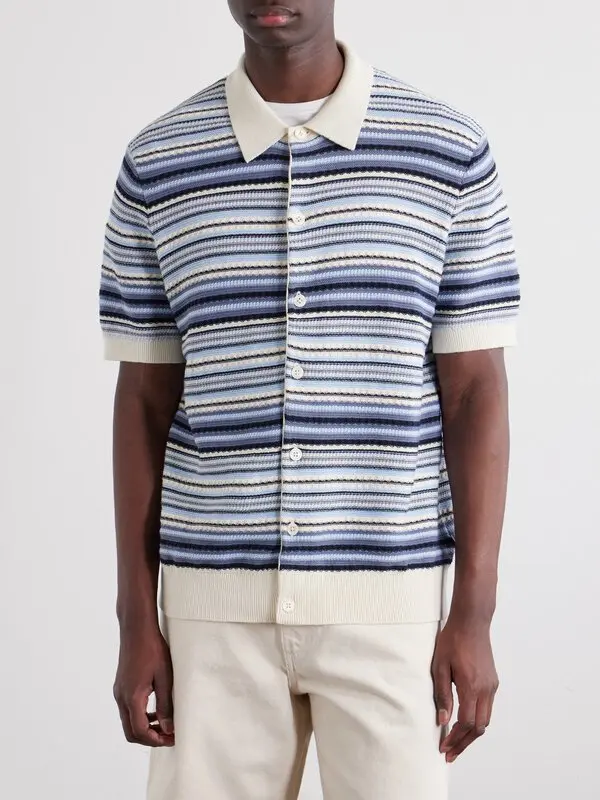 Nn07 Nolan Striped Organic Cotton Polo Shirt