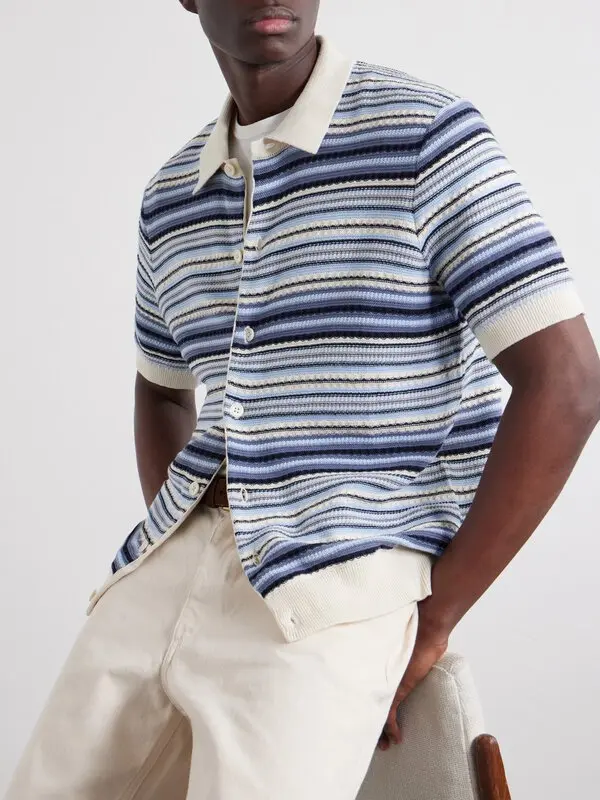 Nn07 Nolan Striped Organic Cotton Polo Shirt