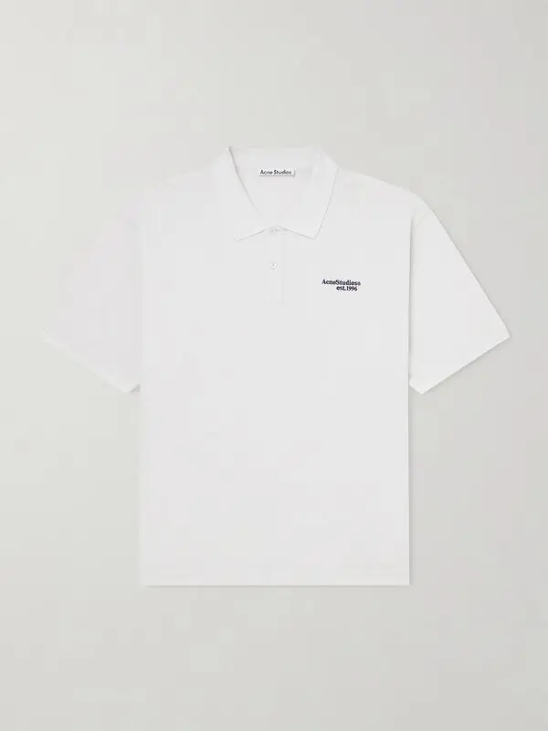 Acne Studios Logo-embroidered Cotton-piqué Polo Shirt - White