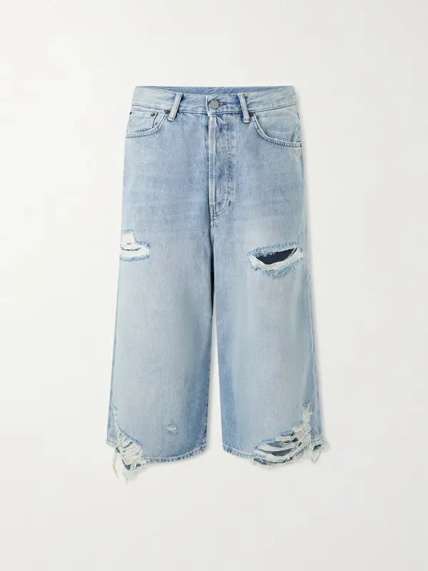 Acne Studios Wide-leg Distressed Denim Shorts