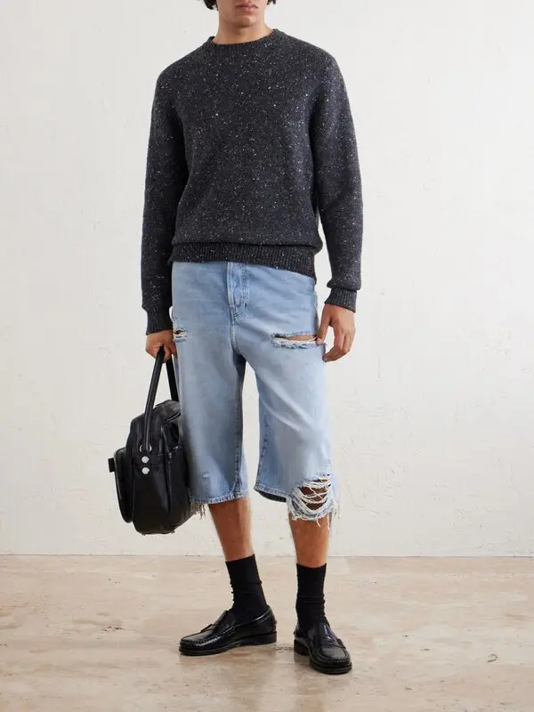 Acne Studios Wide-leg Distressed Denim Shorts