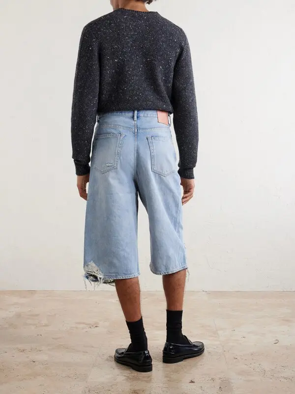 Acne Studios Wide-leg Distressed Denim Shorts