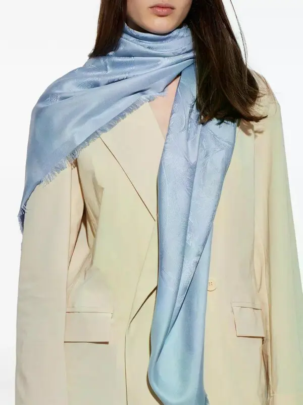 FERRAGAMO Floral-jacquard Frayed-edge Scarf