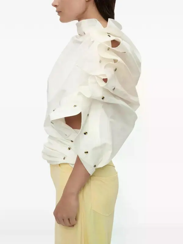 Christopher Esber Spiral Stone Snap Ruffled Top